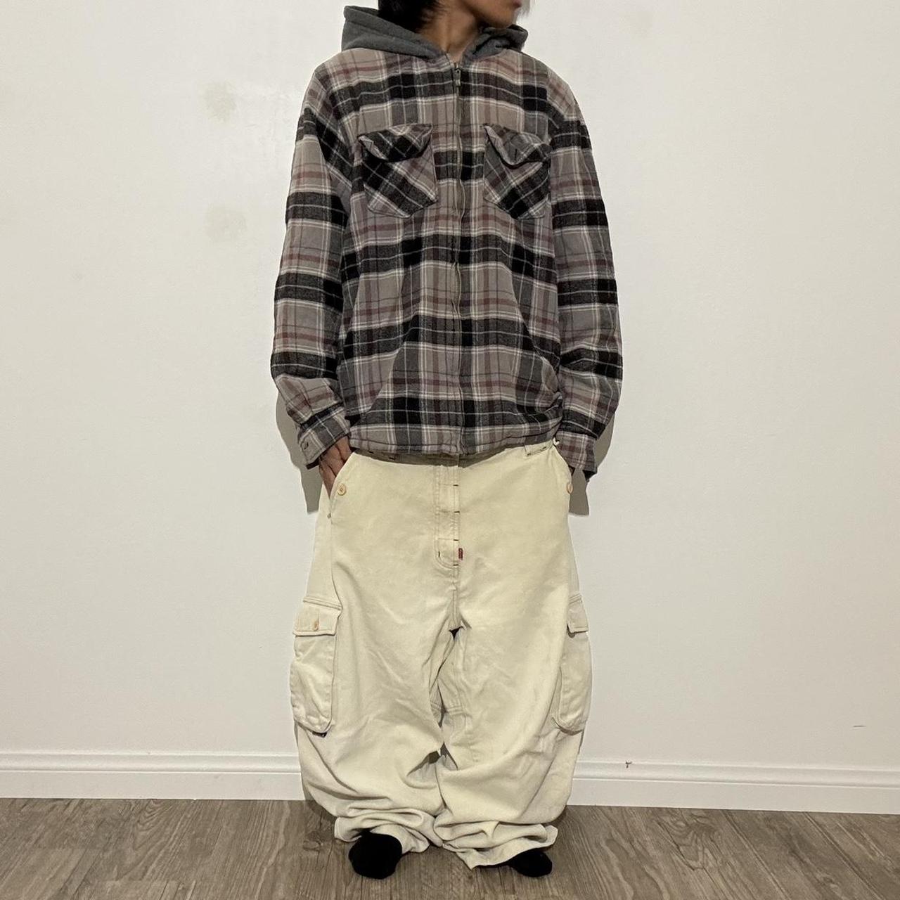 2000s Elixir Plaid Sherpa-Lined Zip-Up Hoodie Size... - Depop