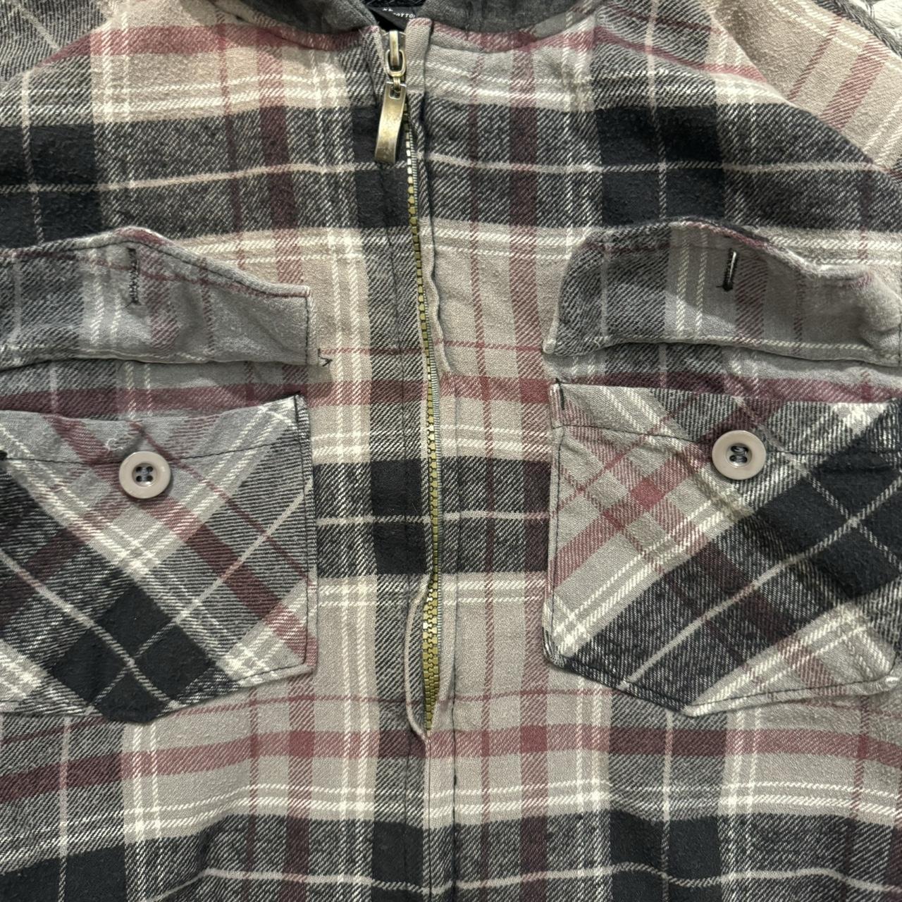 2000s Elixir Plaid Sherpa-Lined Zip-Up Hoodie Size... - Depop