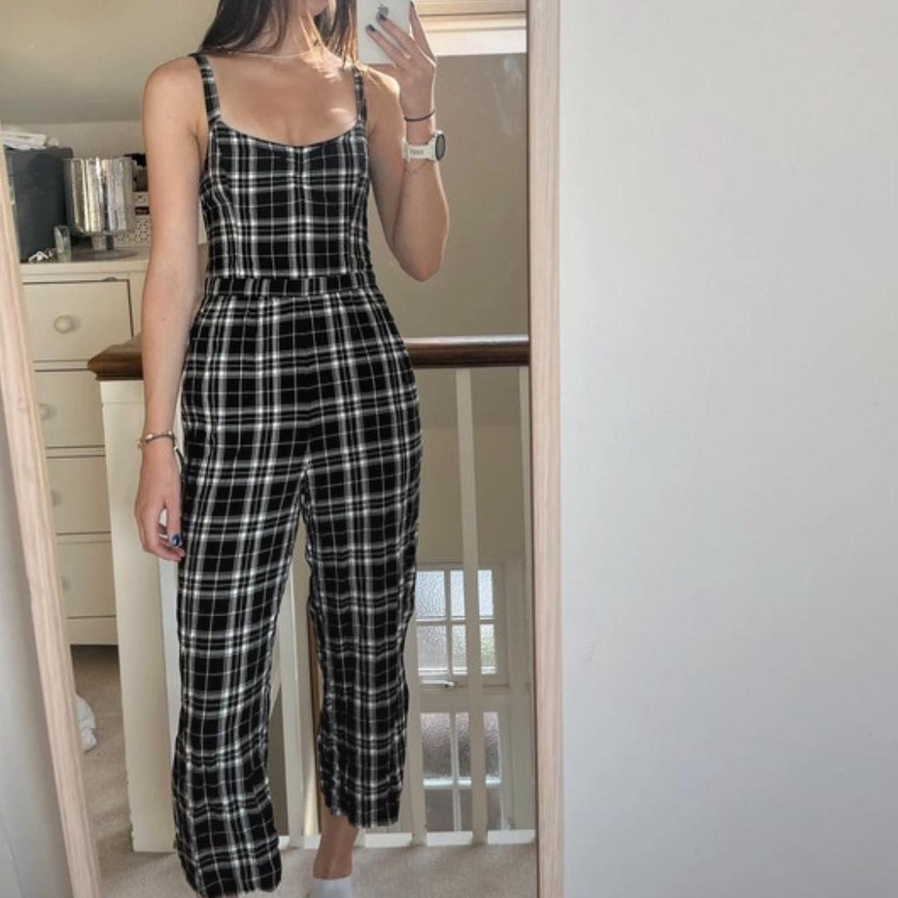 Black and white checkered jumpsuit Wide leg... - Depop