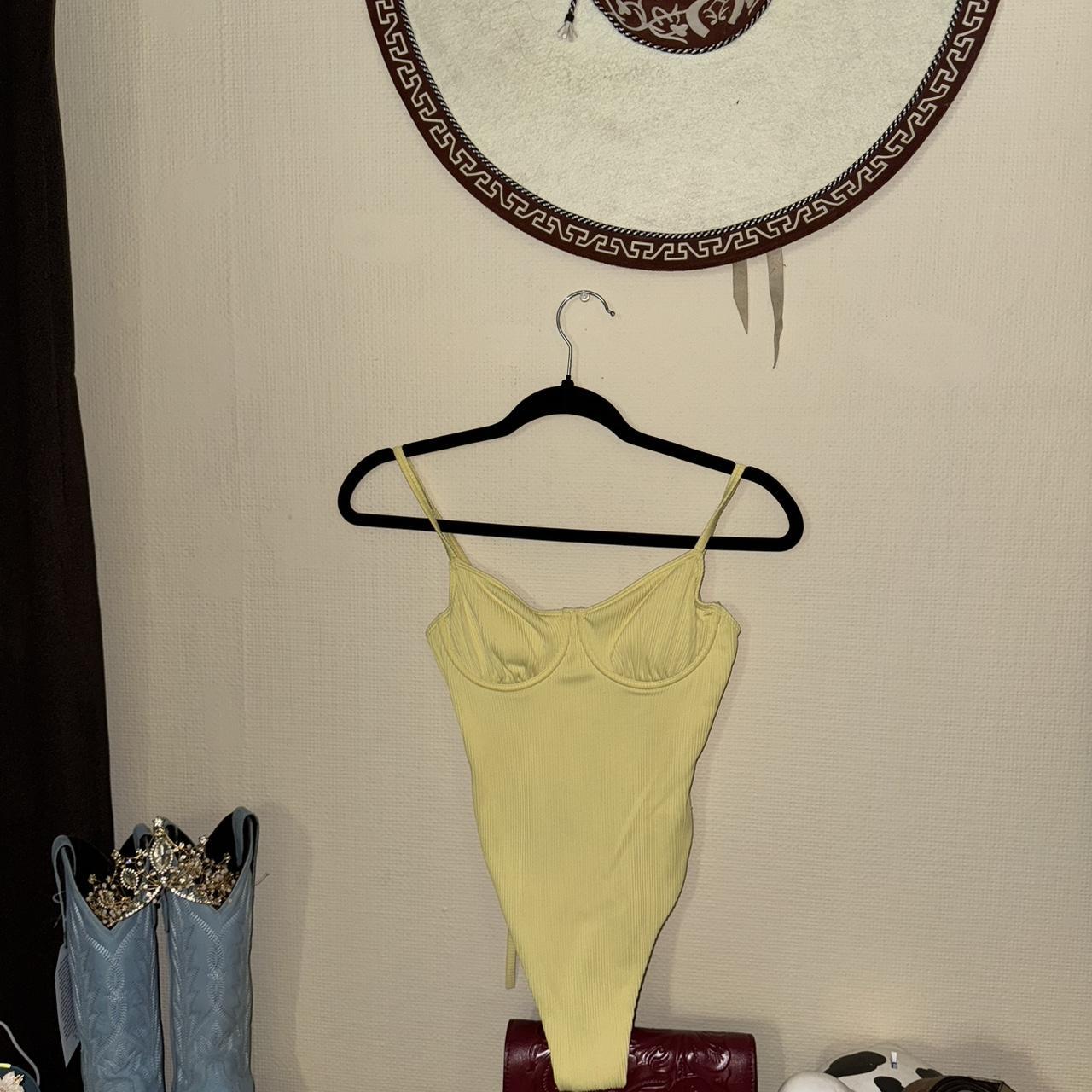 Bright Yellow One Piece Swimsuit Never Worn But Depop