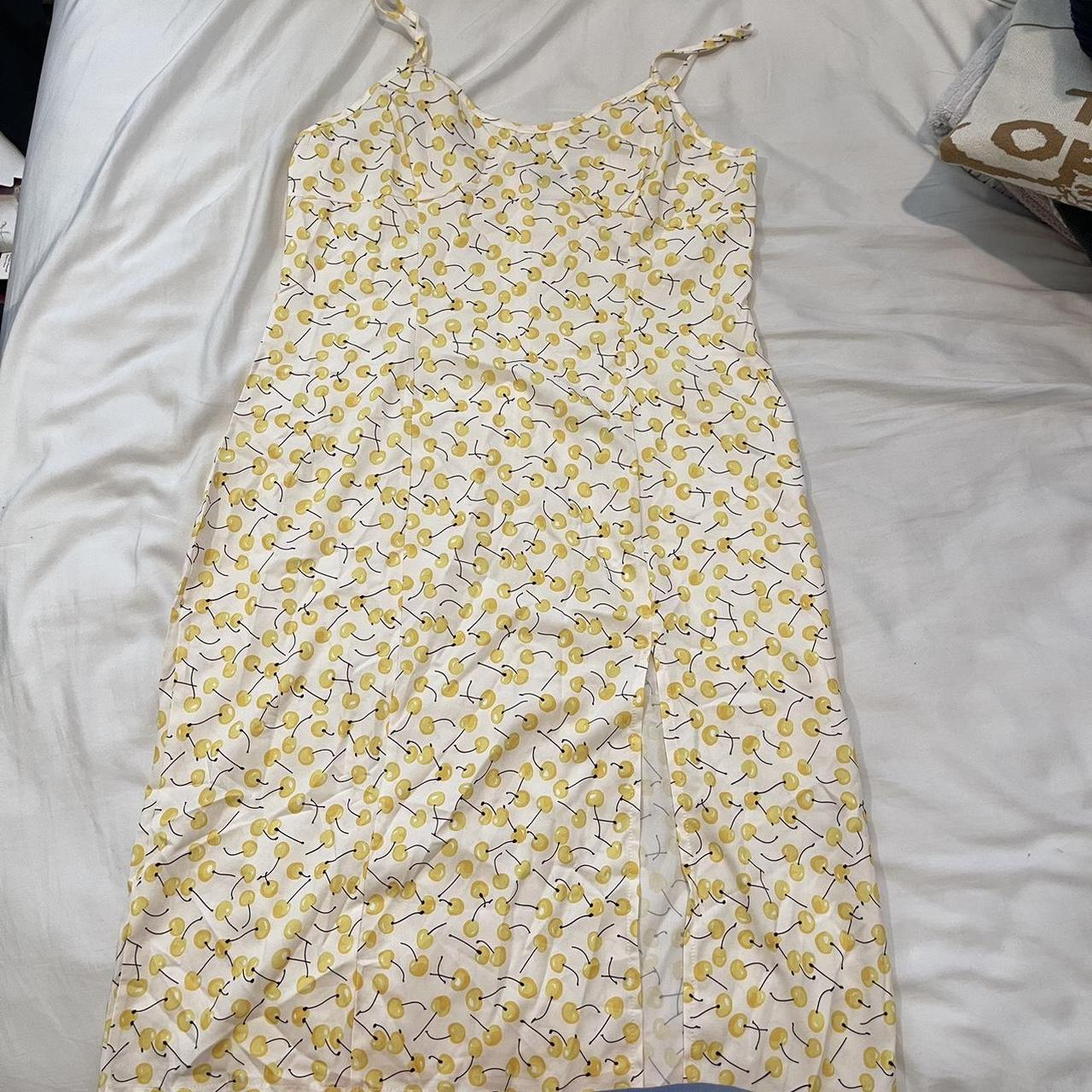 Shein Curve + Plus Women's Yellow and Cream Dress | Depop