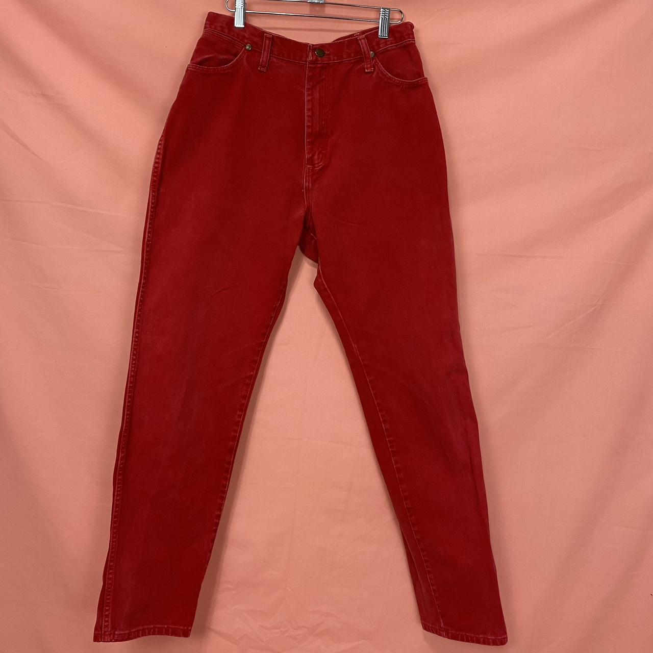 Vintage Wrangler women high rise western red jeans... - Depop