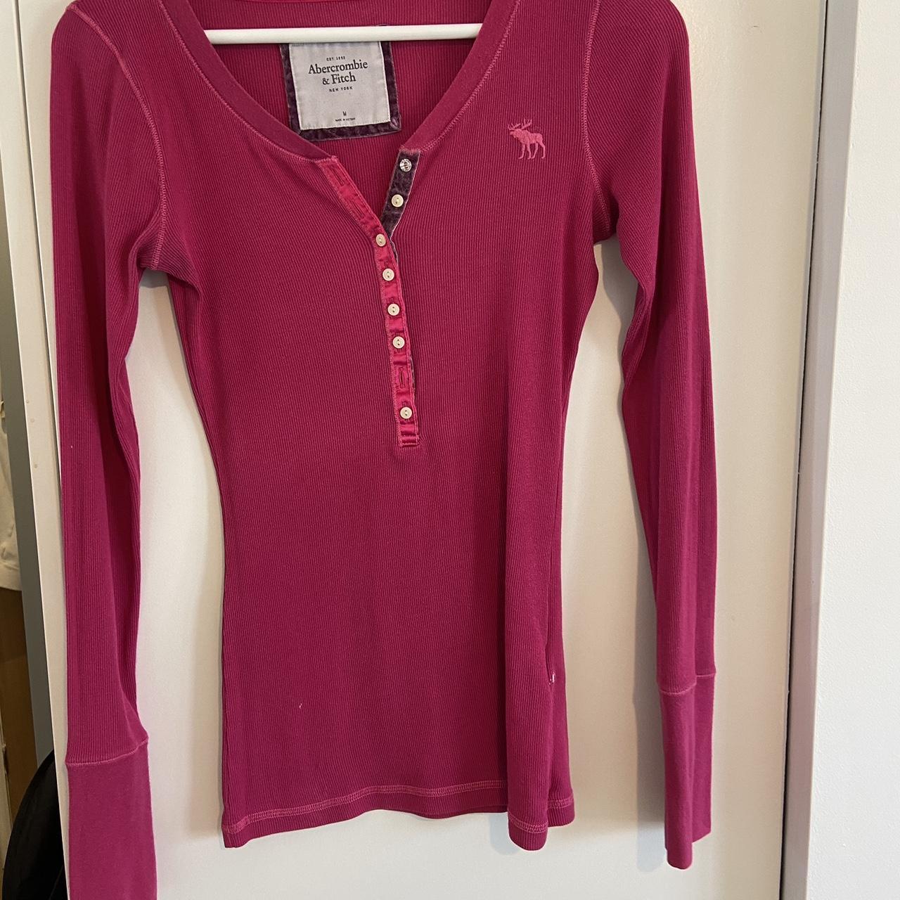 Abercrombie and Fitch Pink Long sleeved top Amazing... - Depop