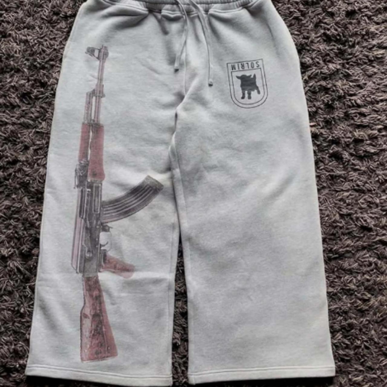Grey ak-47 baggy sweatpants Y2K PUNK EMO! | Depop