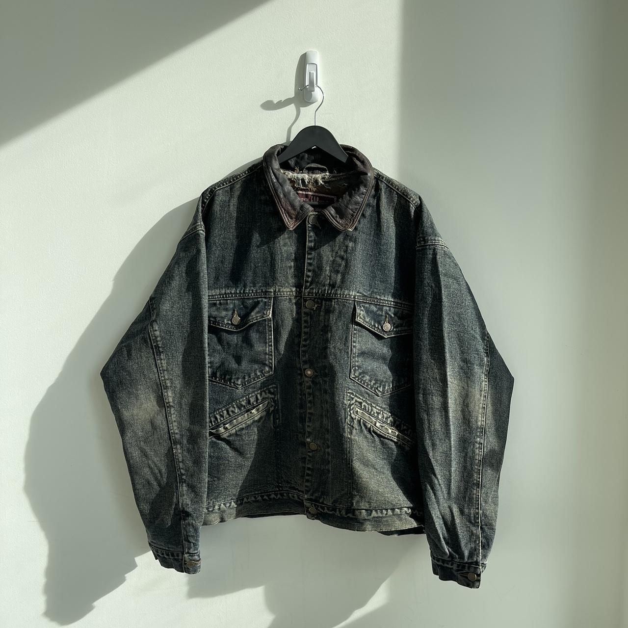 VINTAGE FADED "GAP" DISTRESSED DENIM JACKET -... - Depop