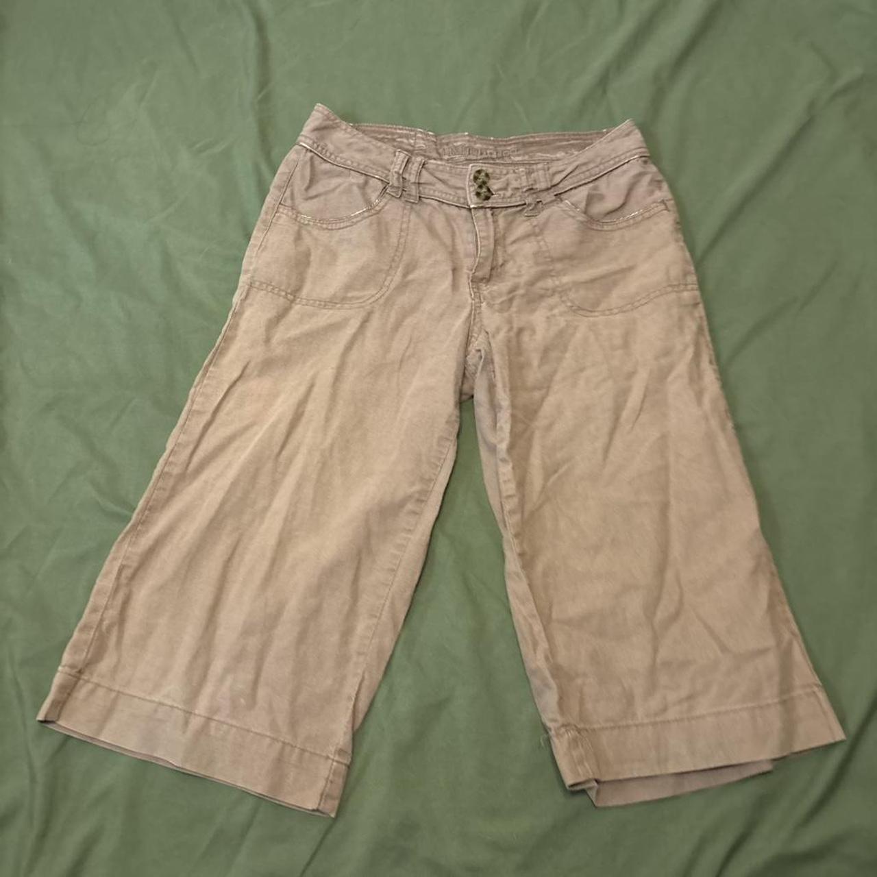 cutsie 2000s brown linen capris #capris... | Depop