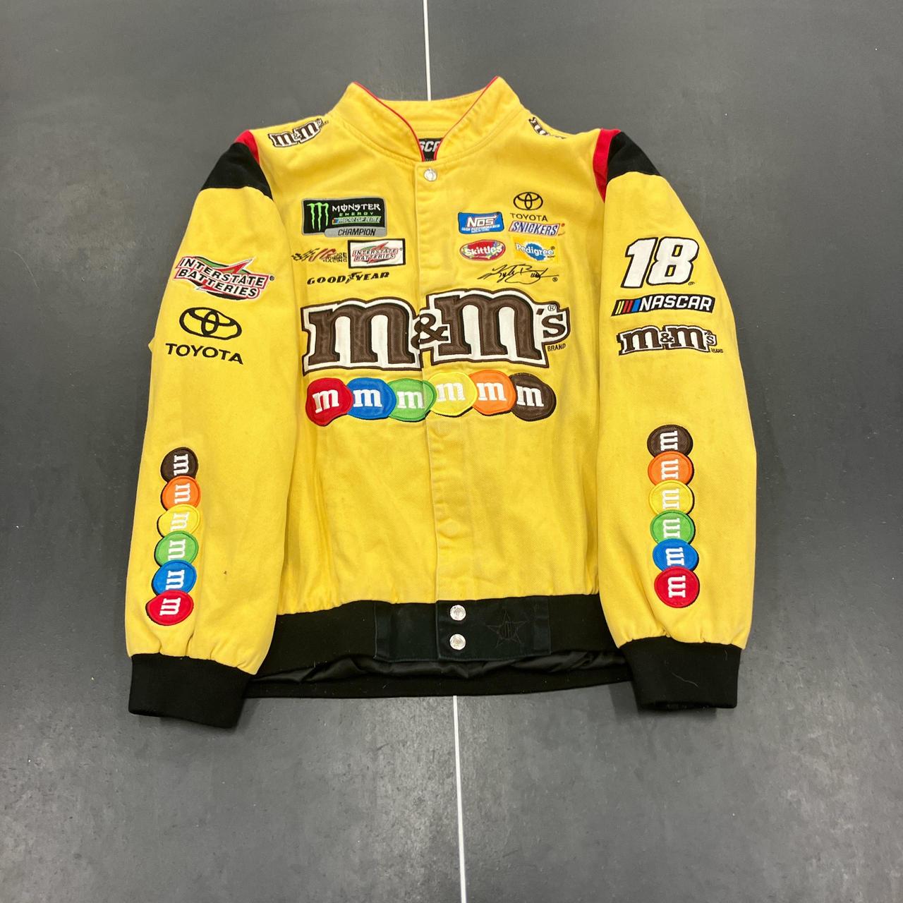M&M’s Yellow NASCAR Jacket Size XL Pit to Pit... - Depop