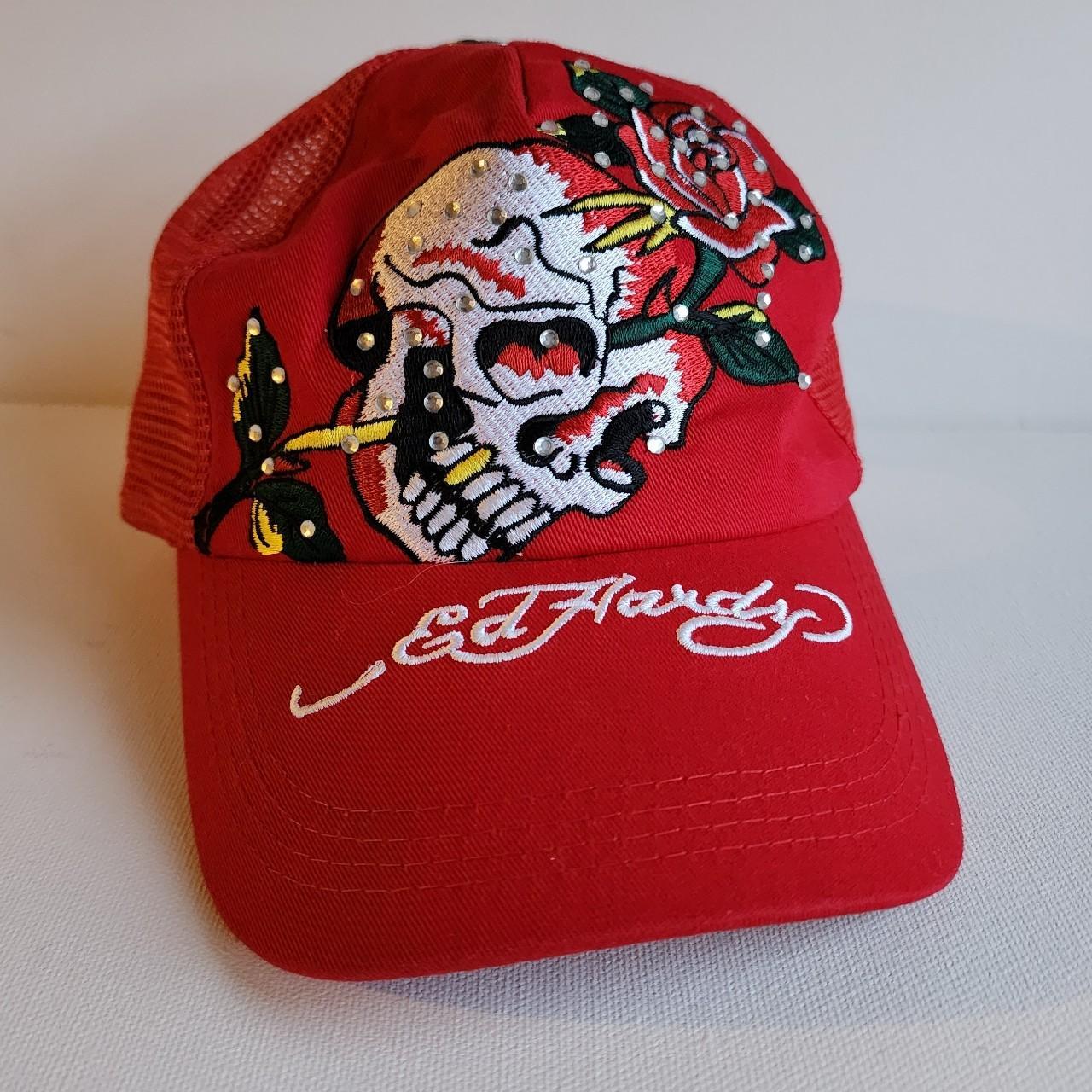 Ed Hardy Red Cap ☆ I've worn this maybe once, it's... - Depop