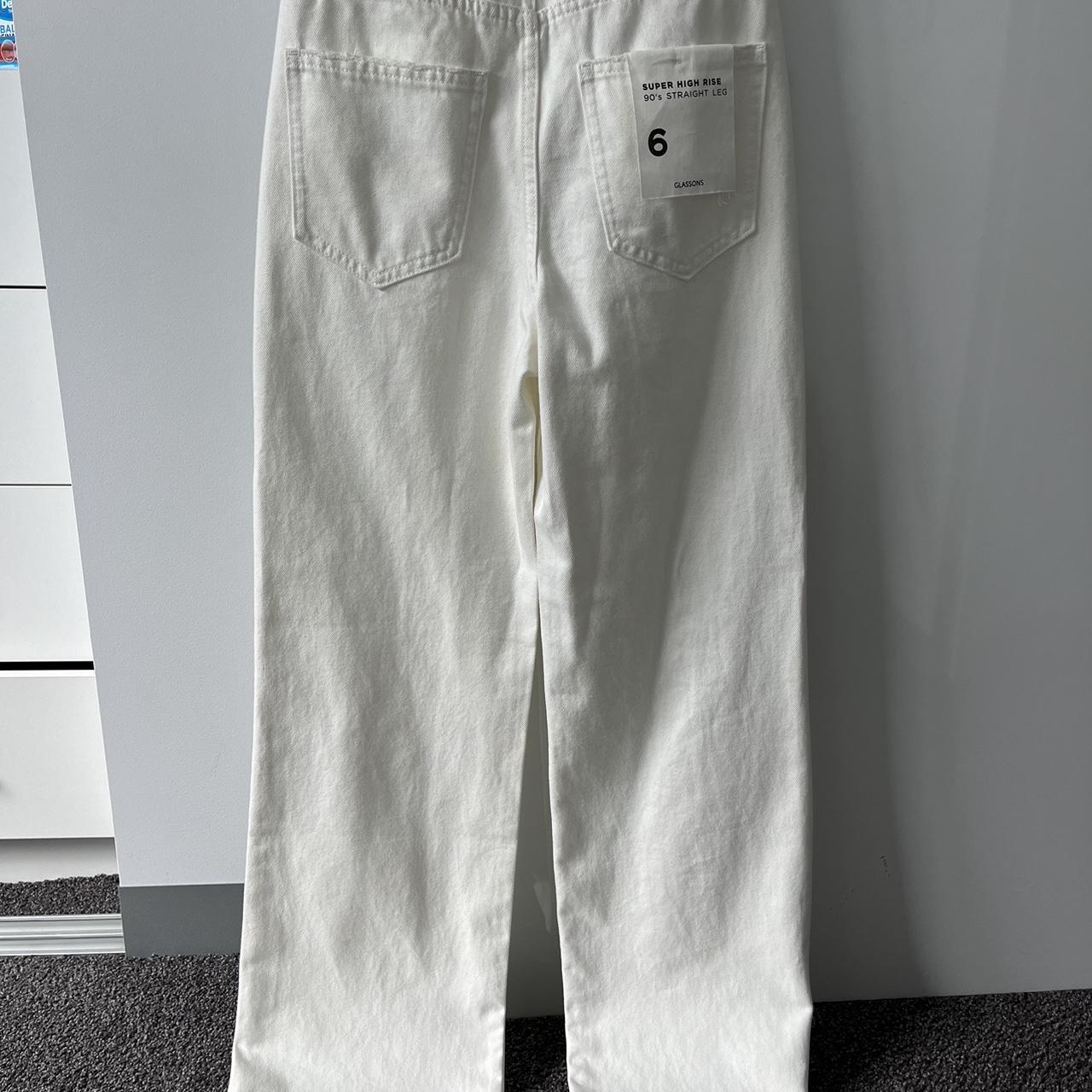 glassons super high rise white 90’s straight leg... - Depop
