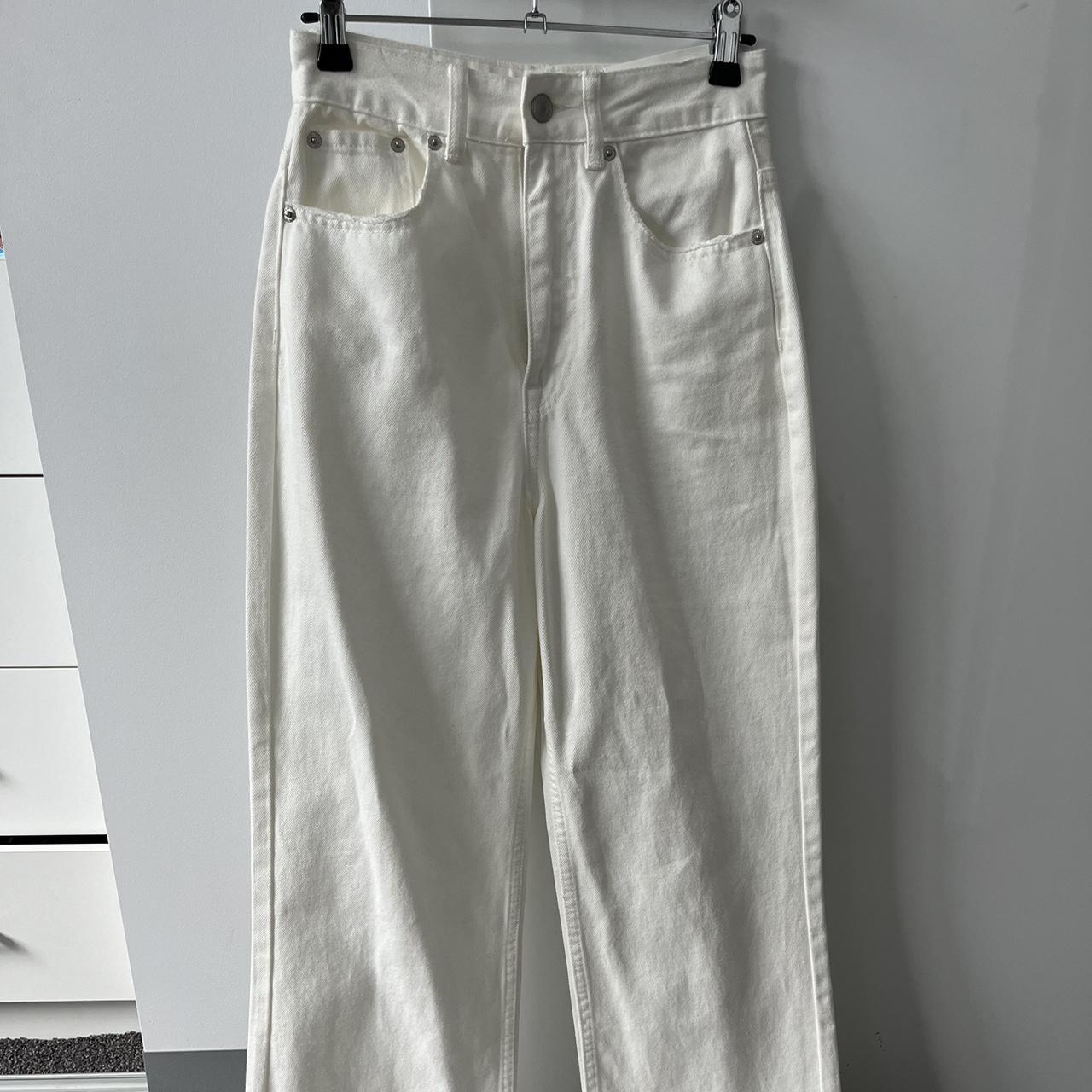 glassons super high rise white 90’s straight leg... - Depop