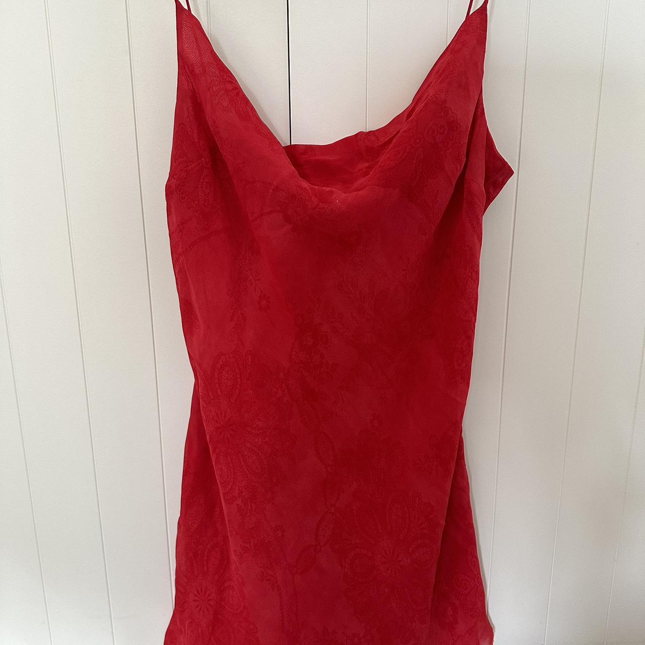 Vintage red dress Slight roses pattern #dress #vintage - Depop
