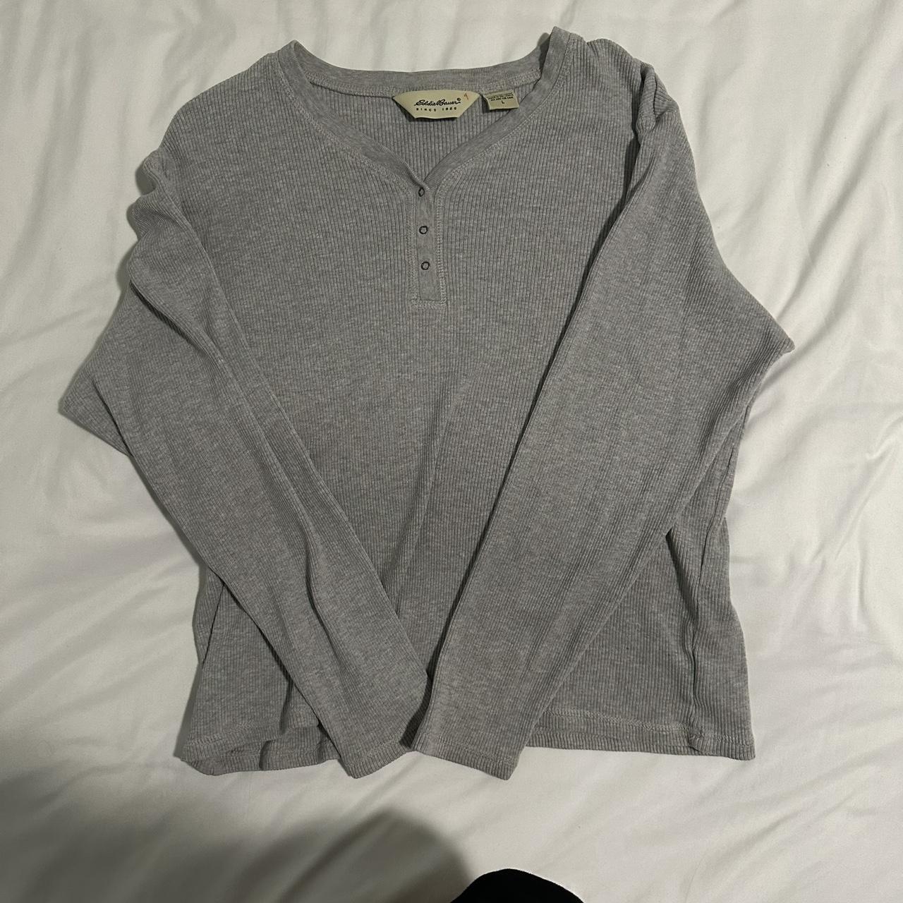 Cute grey ribbed long sleeve! #cute Fits W M/L,... - Depop