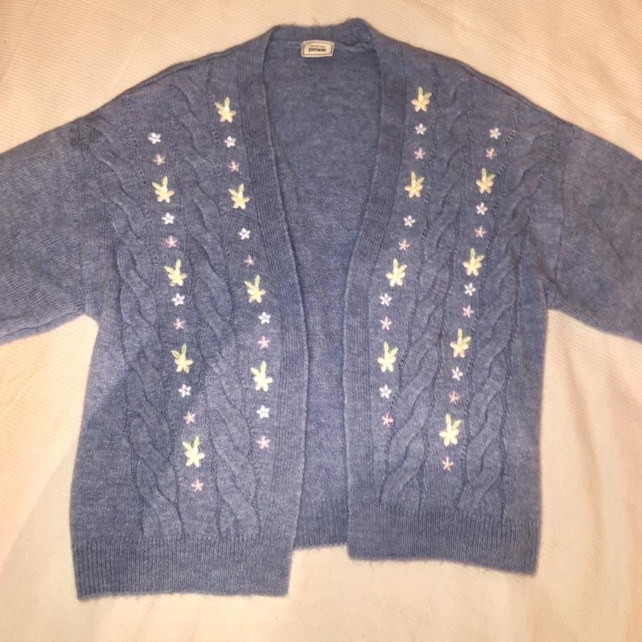 Cute embroidered baby blue cardigan from... | Depop