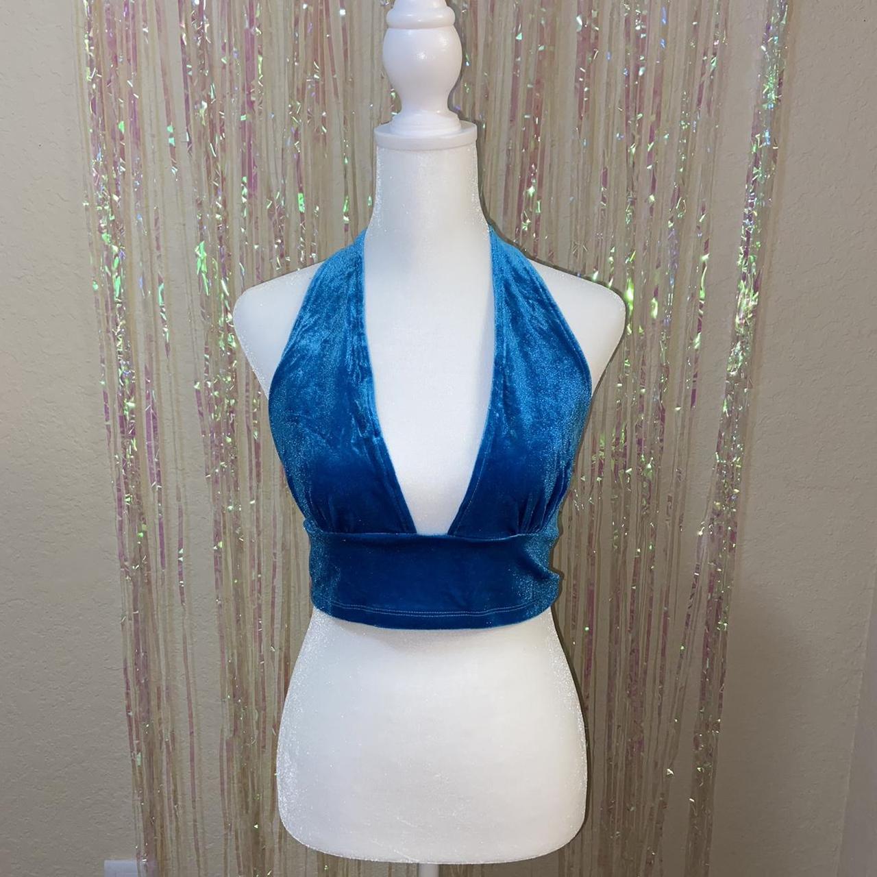 Cider Women's Blue Crop-top | Depop