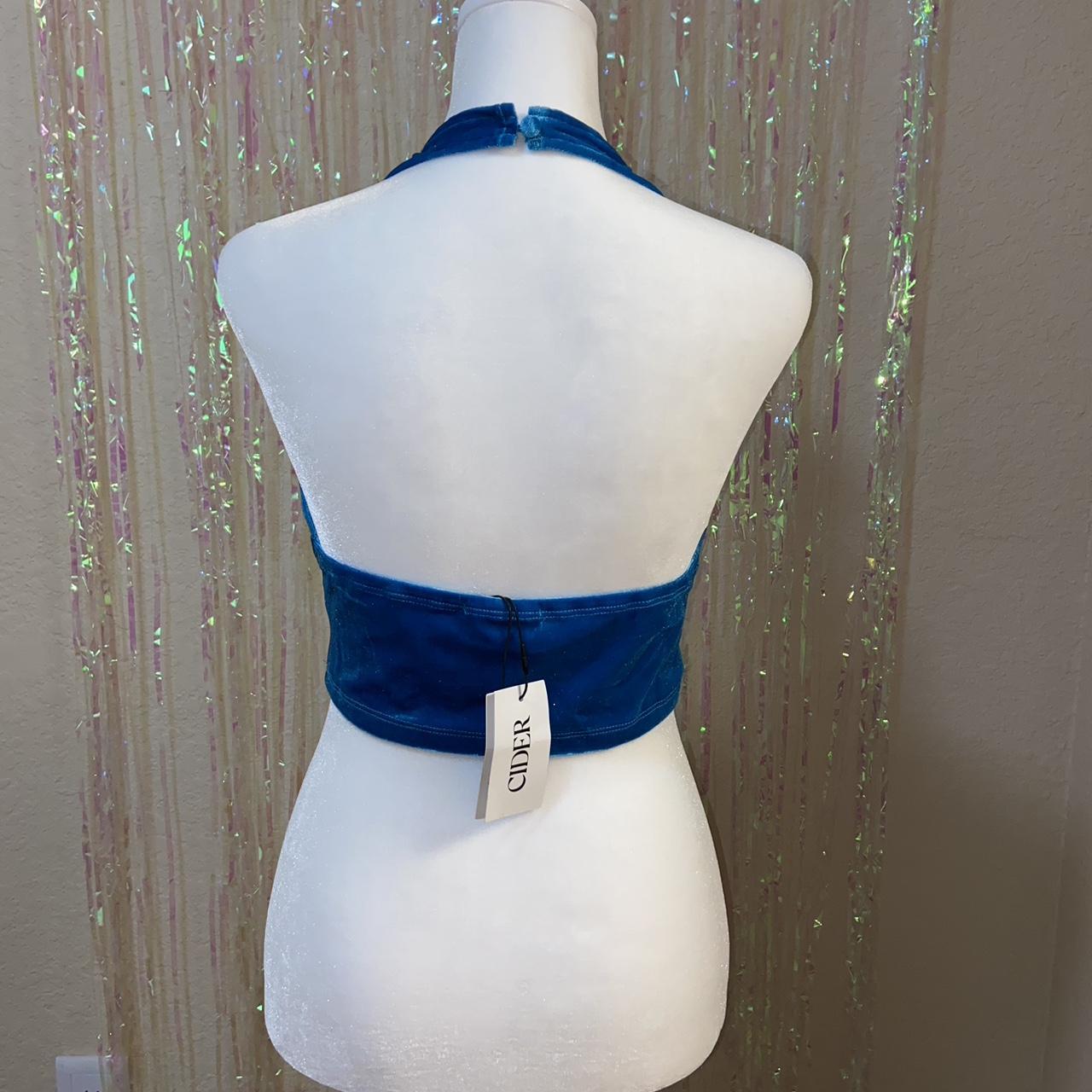 Cider Women's Blue Crop-top | Depop