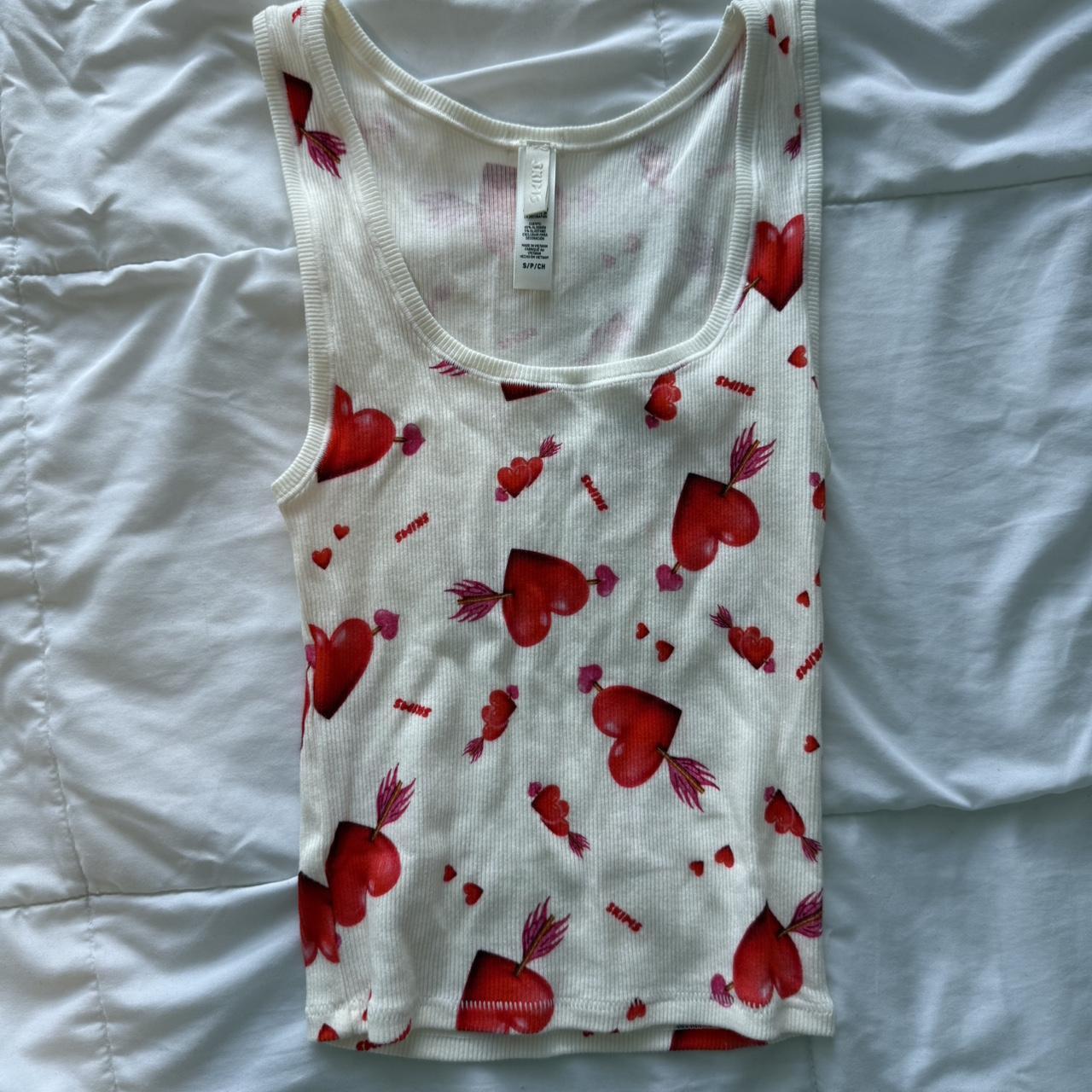 RARE skims valentines heart cotton rib tank size s... | Depop