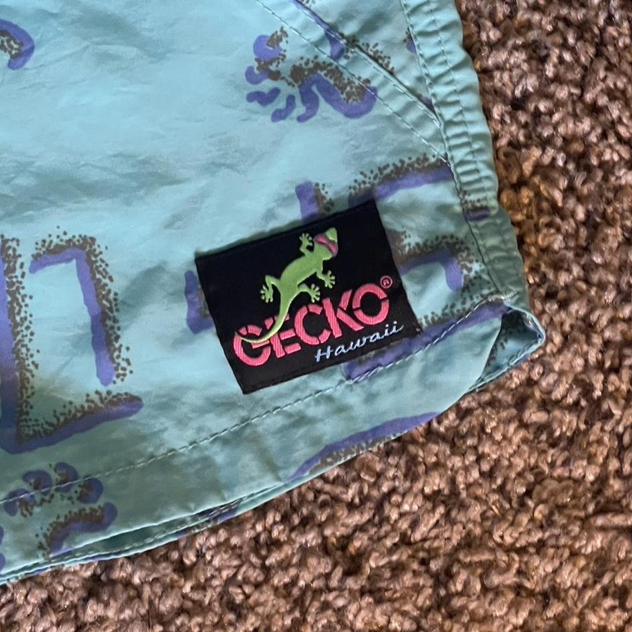 Gecko Hawaii Women’s Neon Mint Retro Board Shorts | Depop