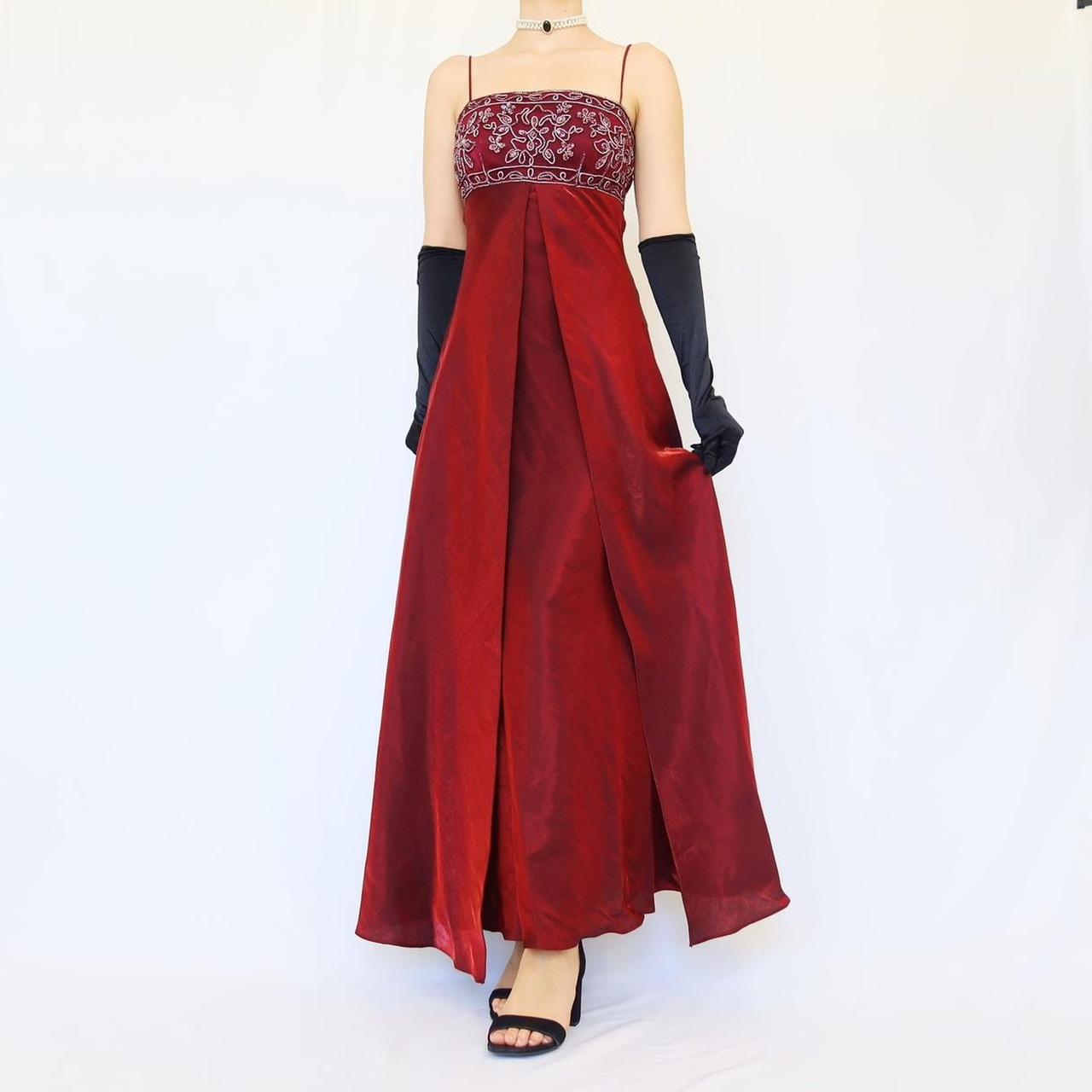 90s vampy red prom dress. Spaghetti strap evening... - Depop