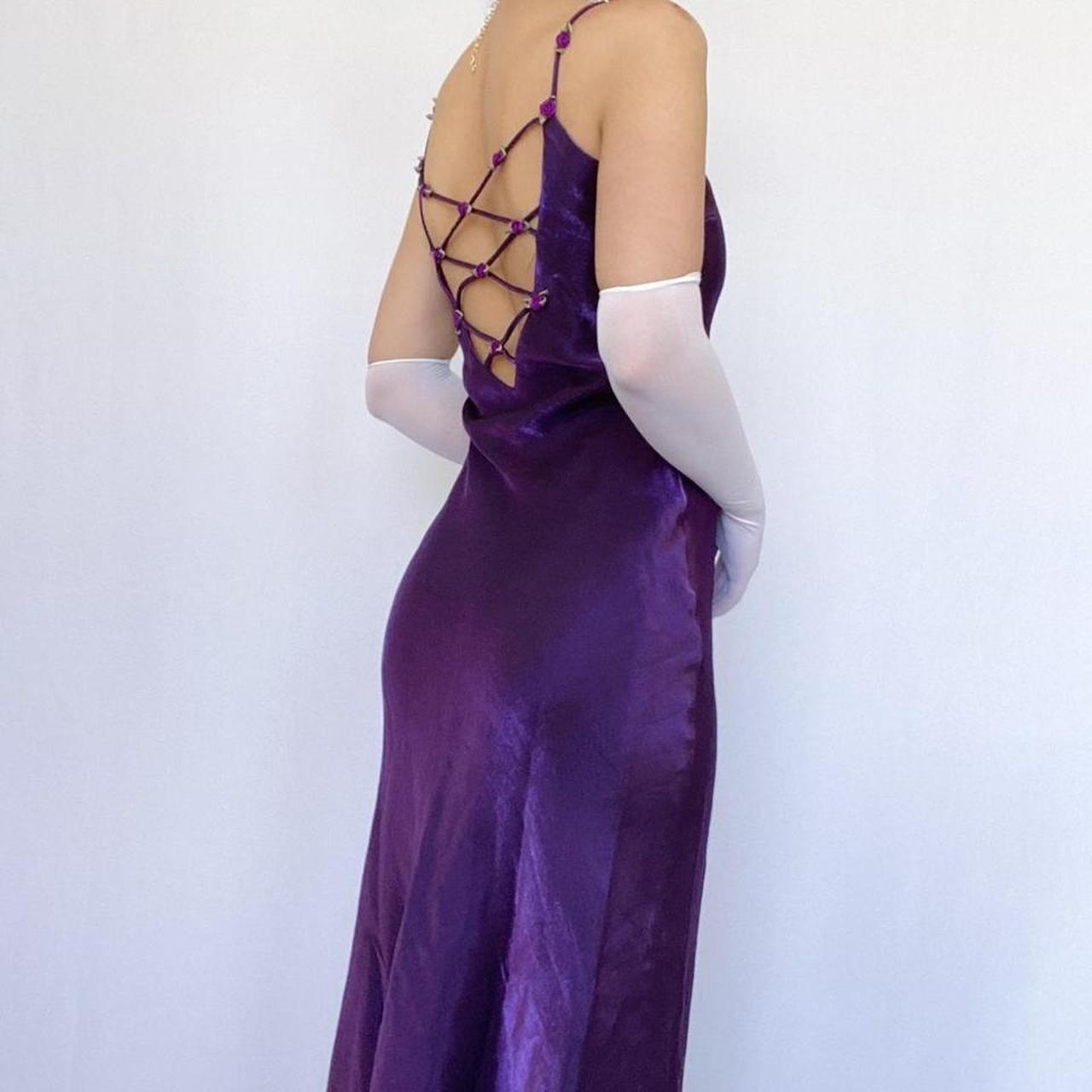 Y2K prom dress. Corset back prom dress with purple... | Depop