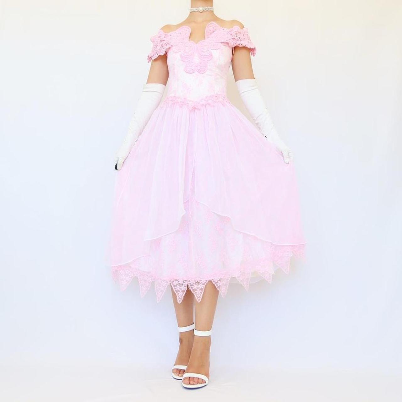 80s pink dress. Vintage pastel pink dress. 80s pink... | Depop