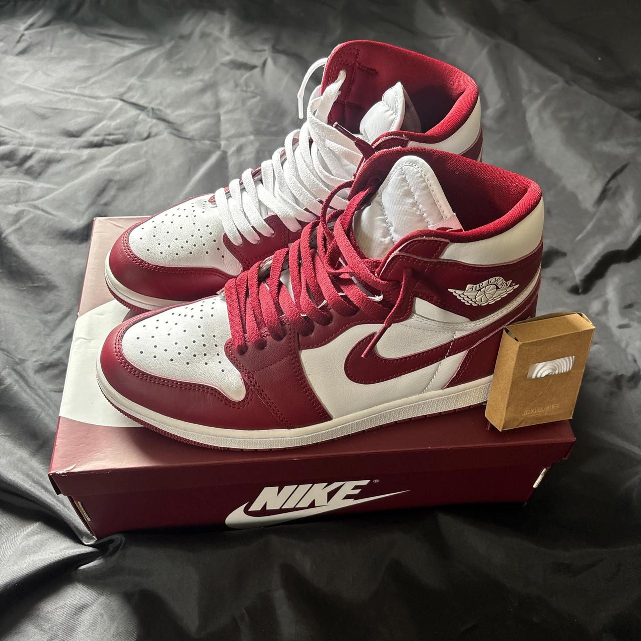 White/Team red Air Jordan 1 Retro High OG. Only worn... | Depop