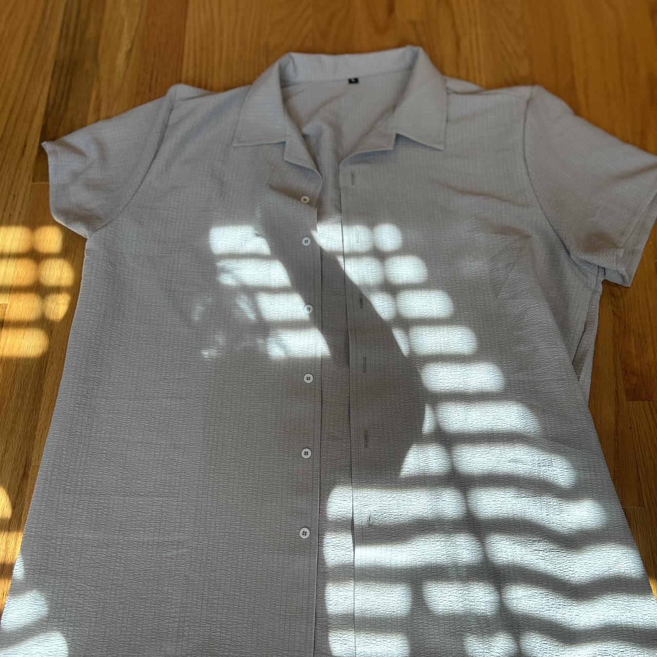 Men’s beige button up From SHEIN Size Large Never... - Depop