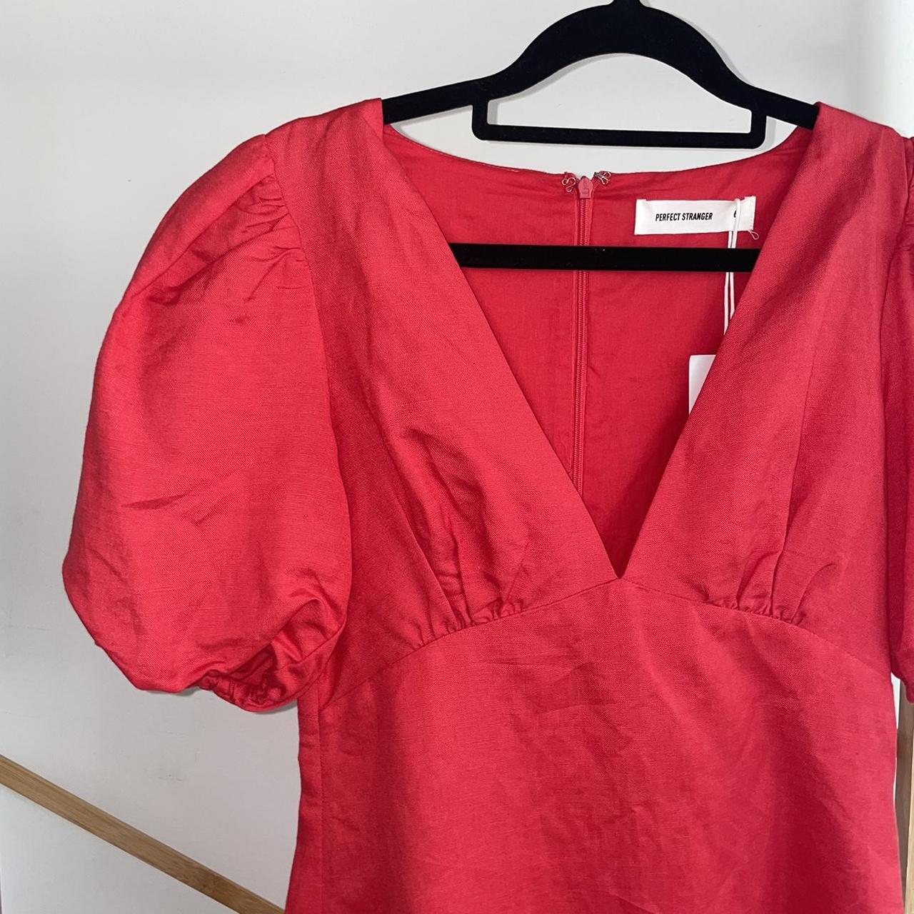 Perfect Stranger Red Linen Mini Dress Brand new... - Depop