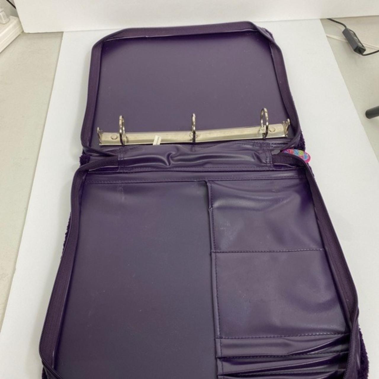 LISA FRANK 3 RING ZIPPER BINDER FUZZY Purple Rainbow... - Depop