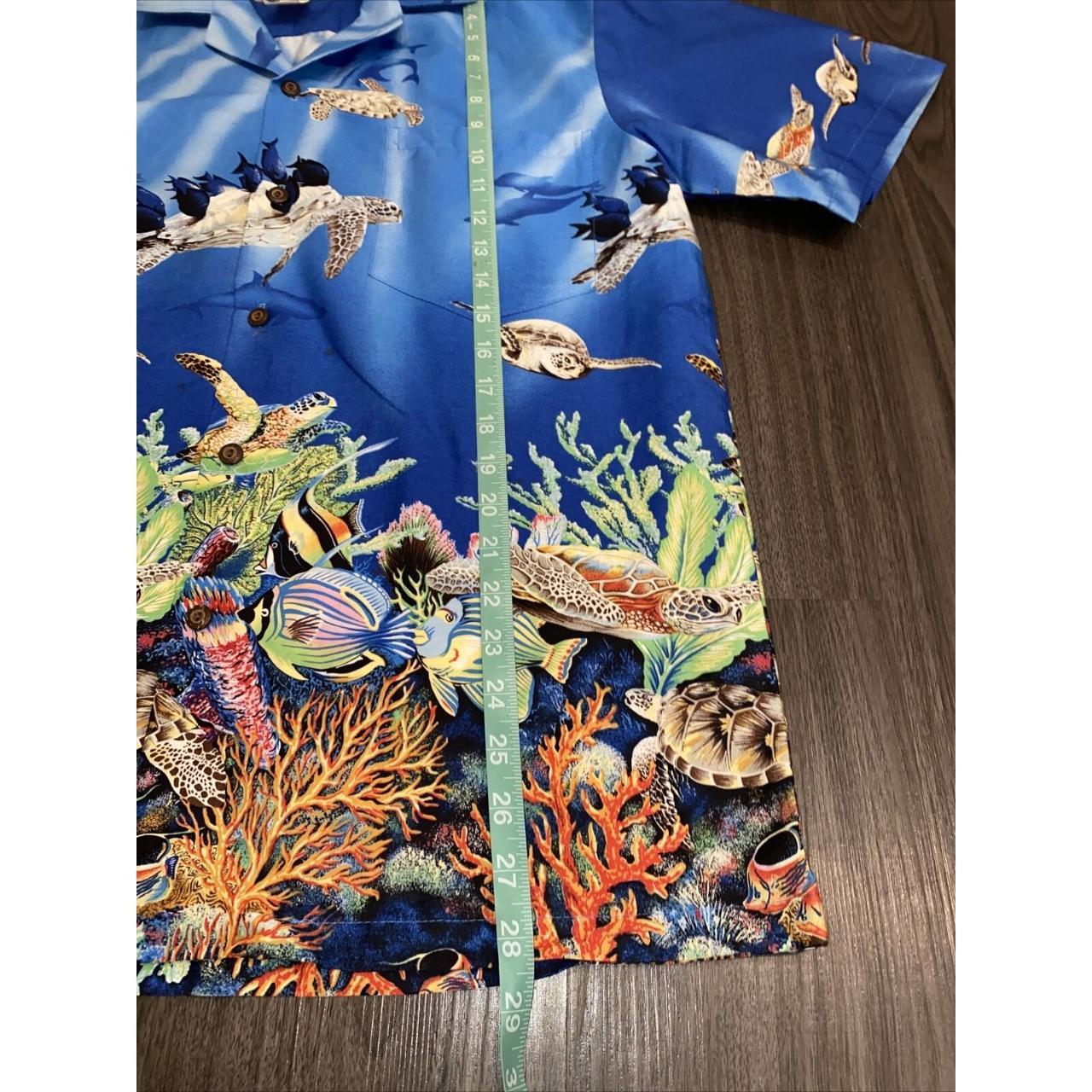 Ky's Hawaiian Shirt Turtles Fish Reef Ocean Sea Blue... - Depop