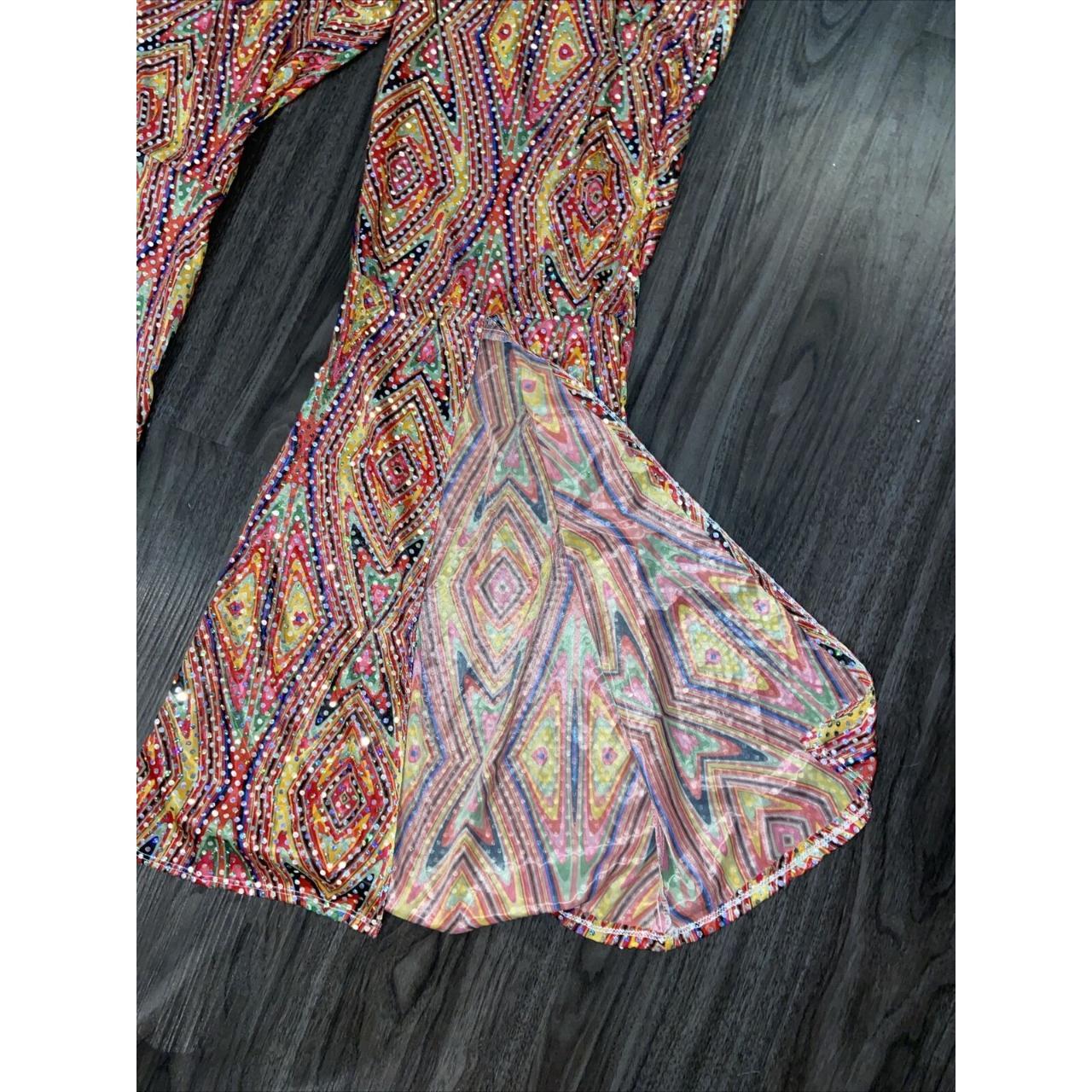 70's-80's Sequin Disco Pantsuit Discolicious Rainbow... - Depop