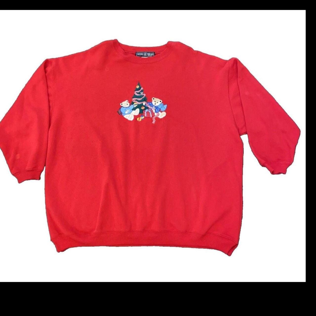 Needle & Threads Vintage BEAR CHRISTMAS Pullover... - Depop