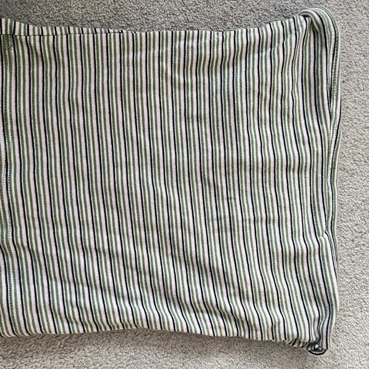 green striped green tube top subdued xs - Depop