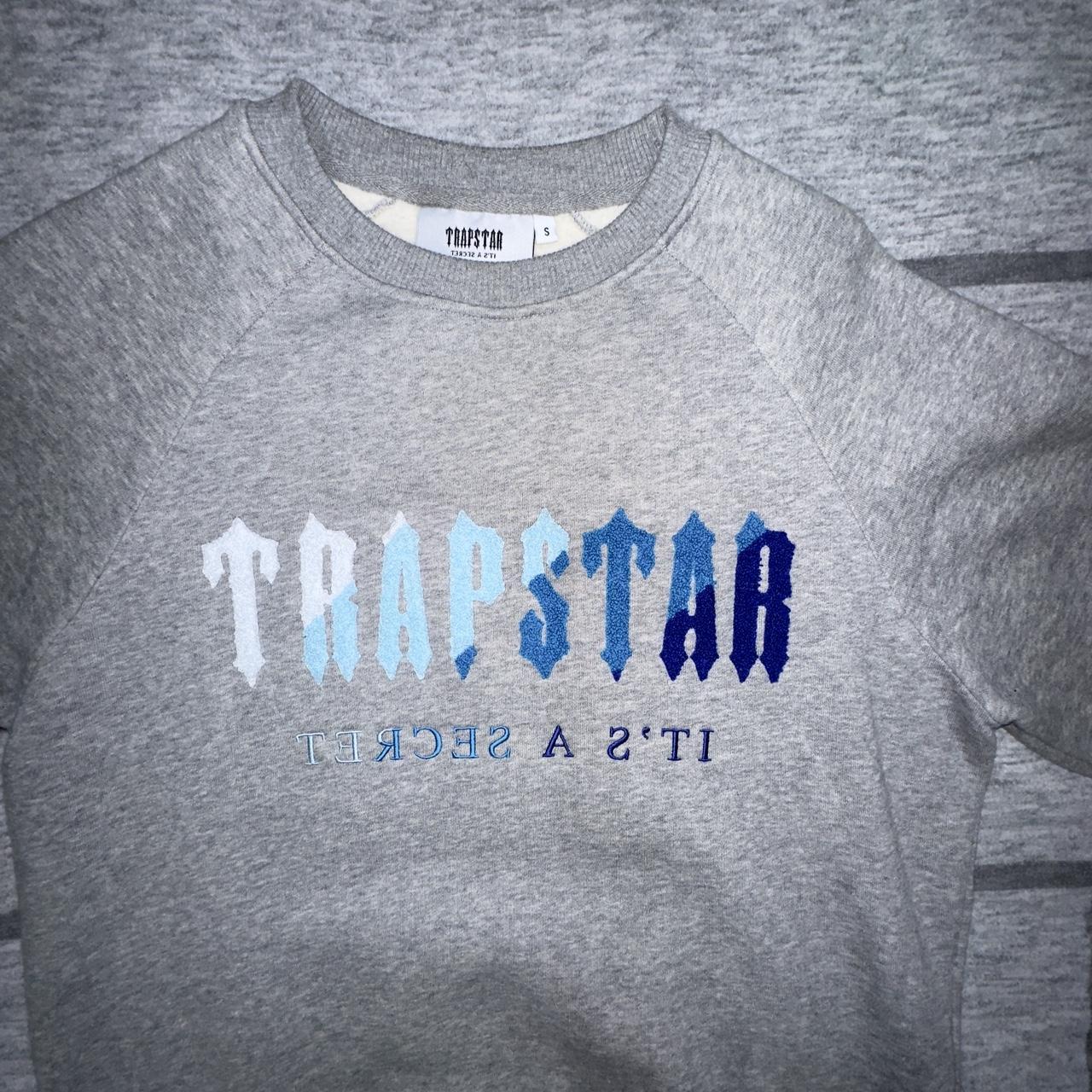 Trapstar Men's Grey and Blue Sweatshirt | Depop