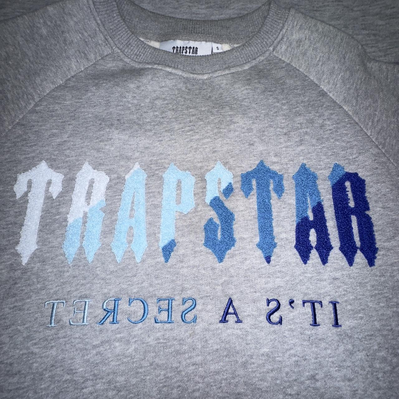Trapstar Men's Grey and Blue Sweatshirt | Depop