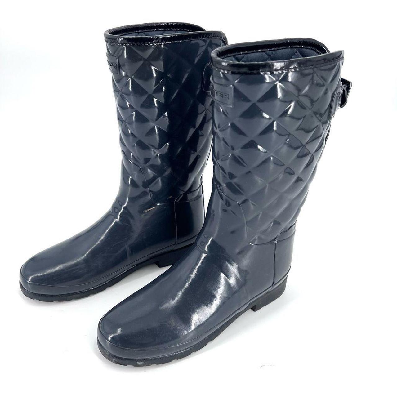 Hunter Refined High Gloss Quilted Short Rain Boots... - Depop