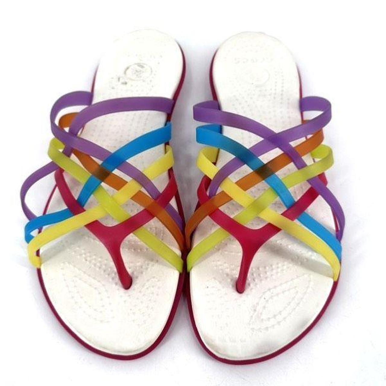 Crocs Women’s Huarache Flip Flop Sandals Geranium... - Depop