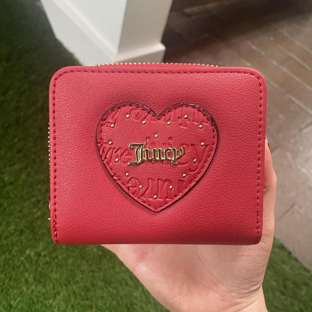 Juicy Couture Heart Wallet Red with gold accents... - Depop
