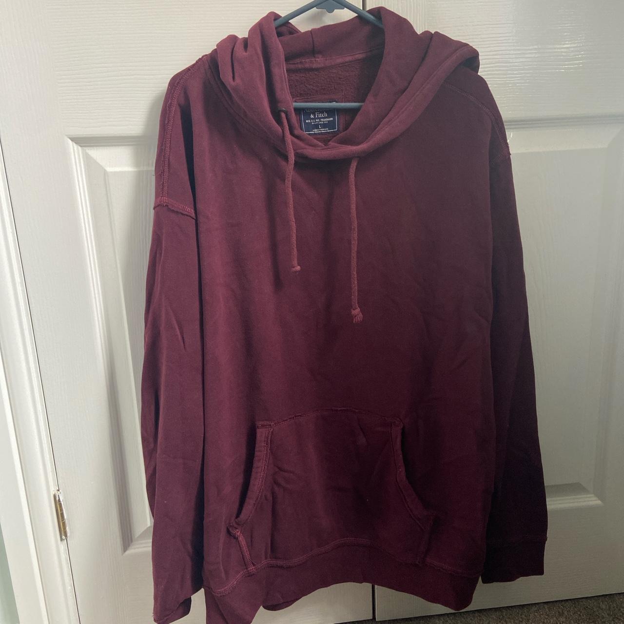 Abercrombie & Fitch burgundy mens drawstring hoodie,... - Depop