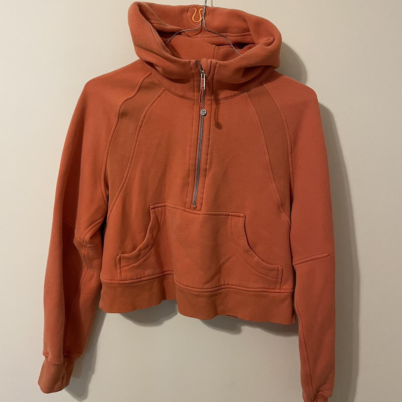 Lululemon burnt orange/salmon colored scuba size... - Depop