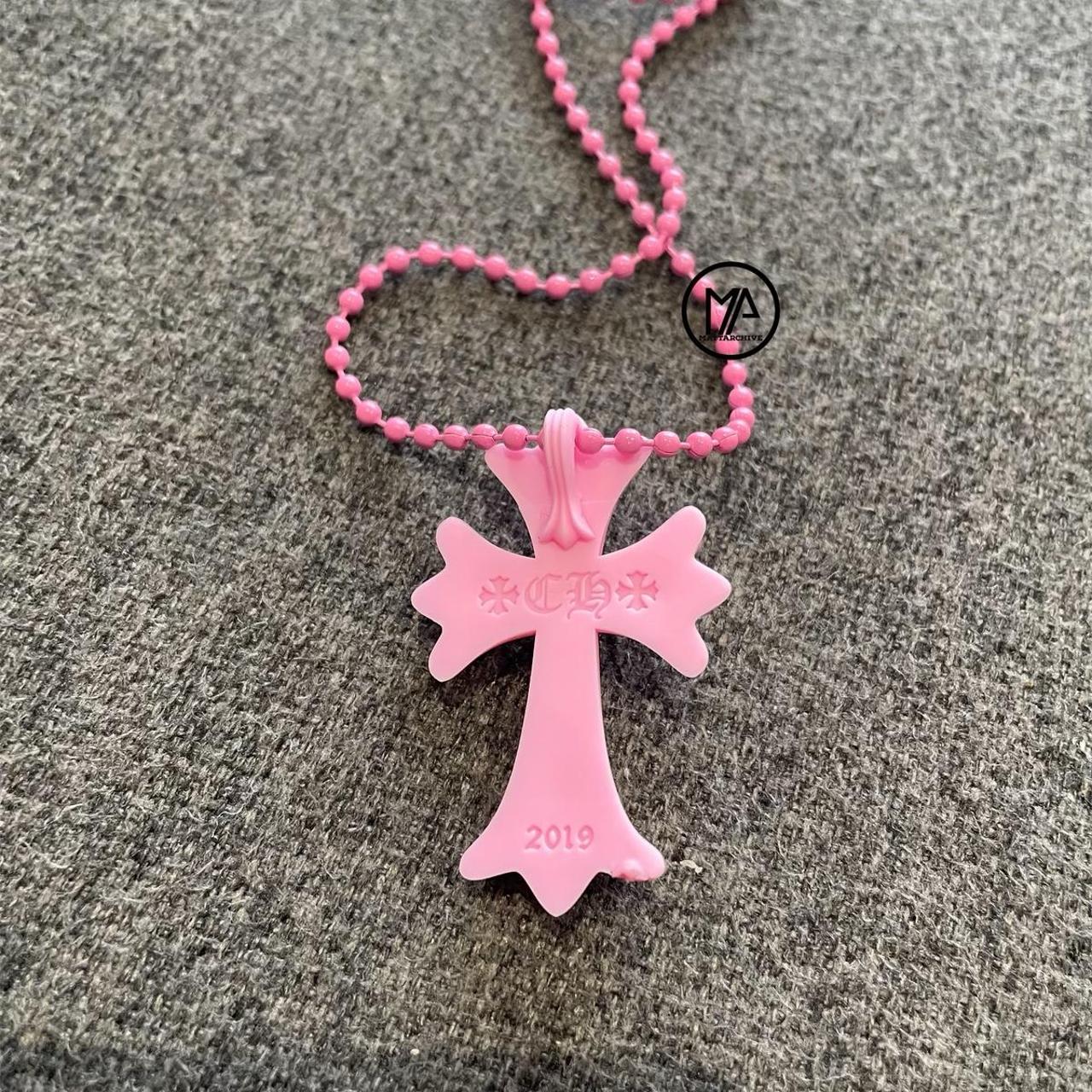Chrome hearts pink chain necklace Chrome hearts... - Depop