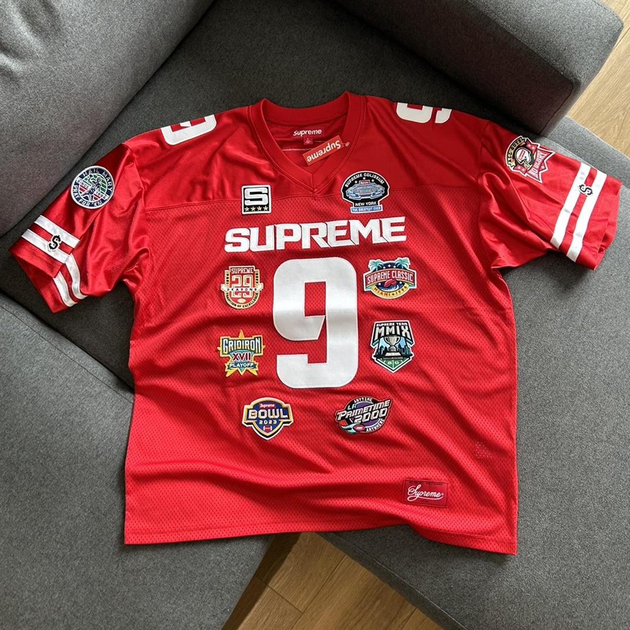 Supreme Red championship football jersey S and M... - Depop