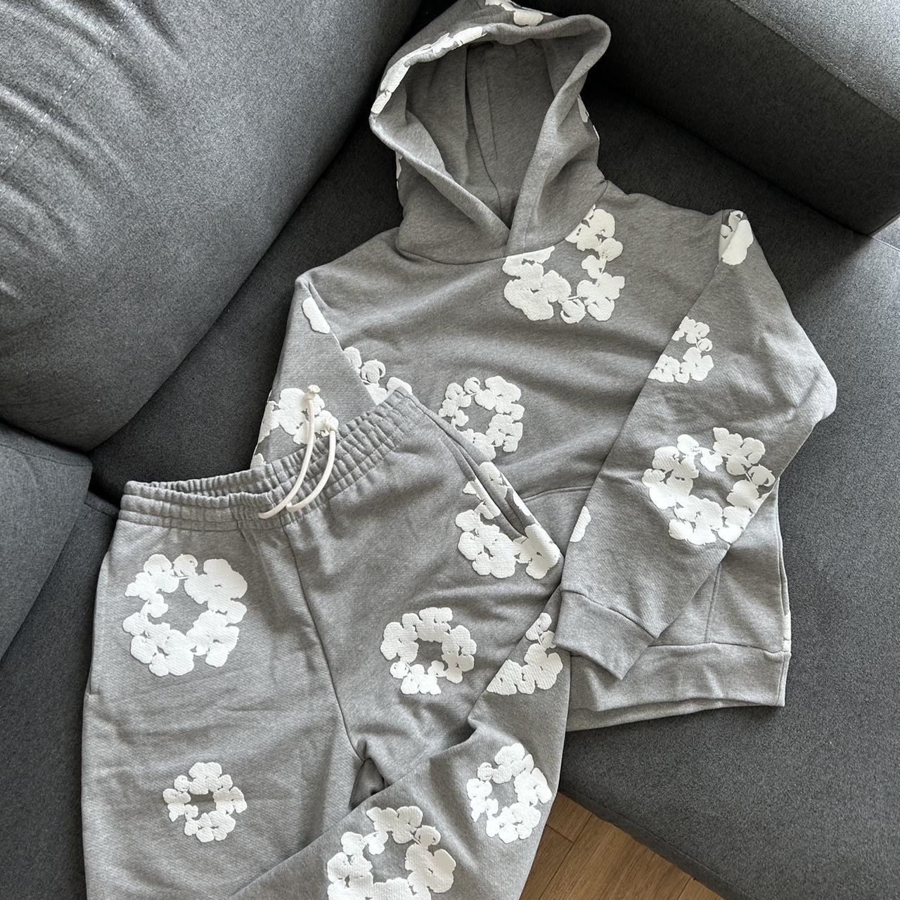 Denim Tears Cotton Wreath Grey Tracksuit Black Denim Depop