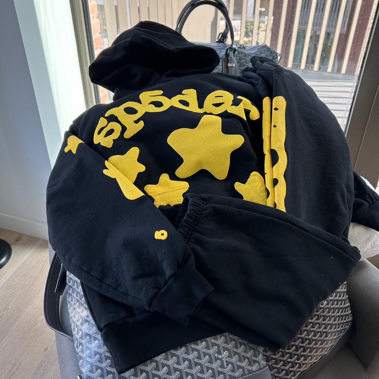 Sp5der Black and yellow Tracksuit Spider worldwide... - Depop