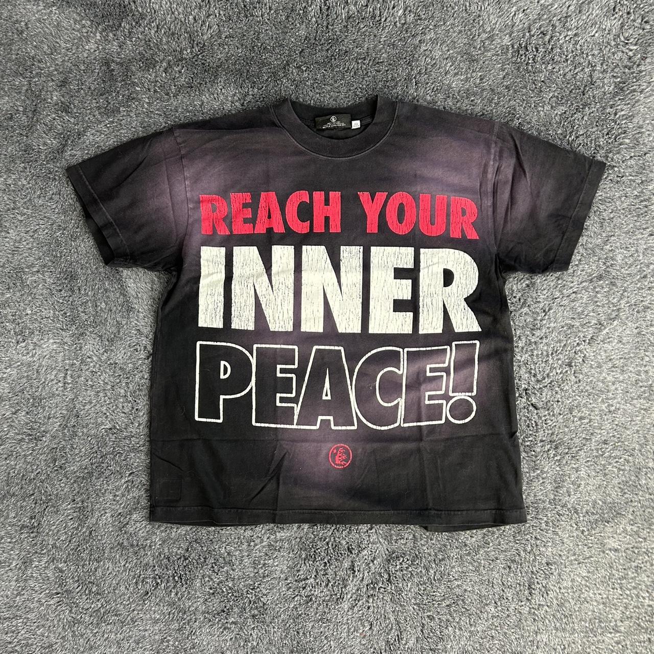 Hellstar inner peace vintage wash tshirt Black and... - Depop