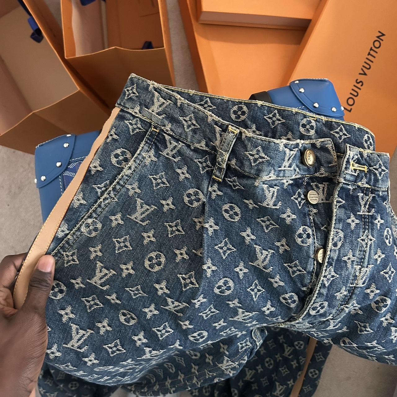 Louis Vuitton lv logo jeans Lv monogram blue denim... - Depop