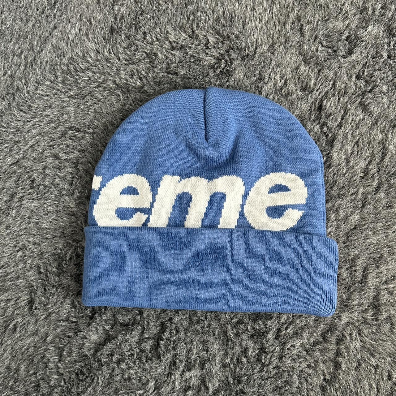Supreme baby blue big logo beanie Brand new One size... | Depop