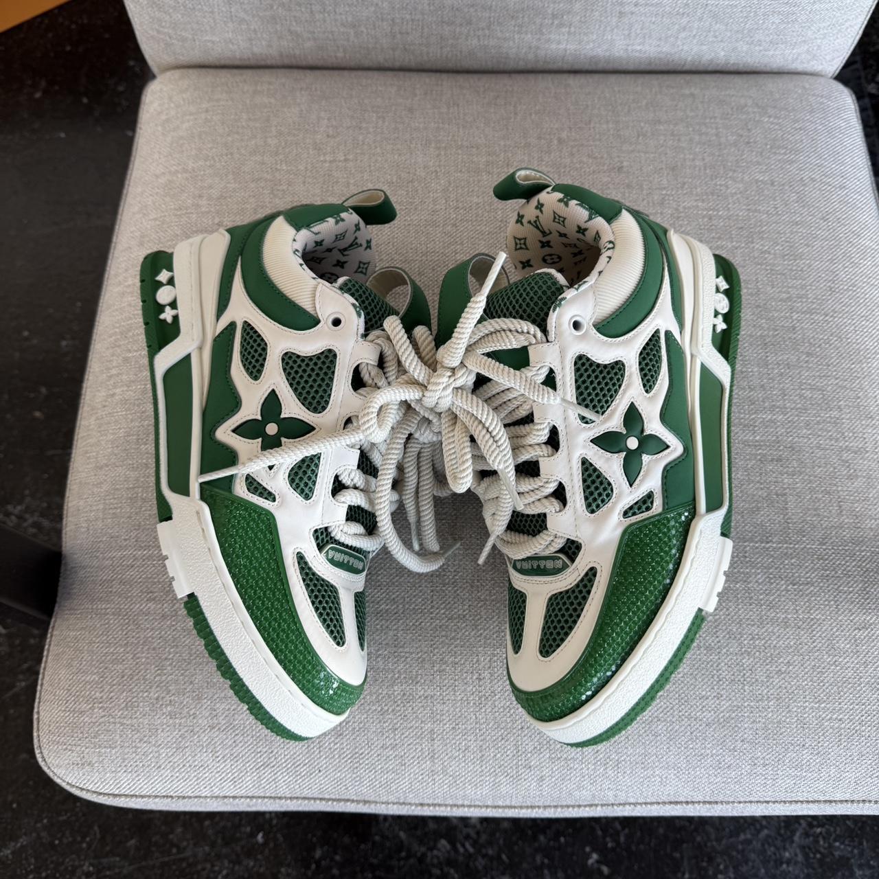 Louis Vuitton sk8 trainers Green and white Brand... | Depop