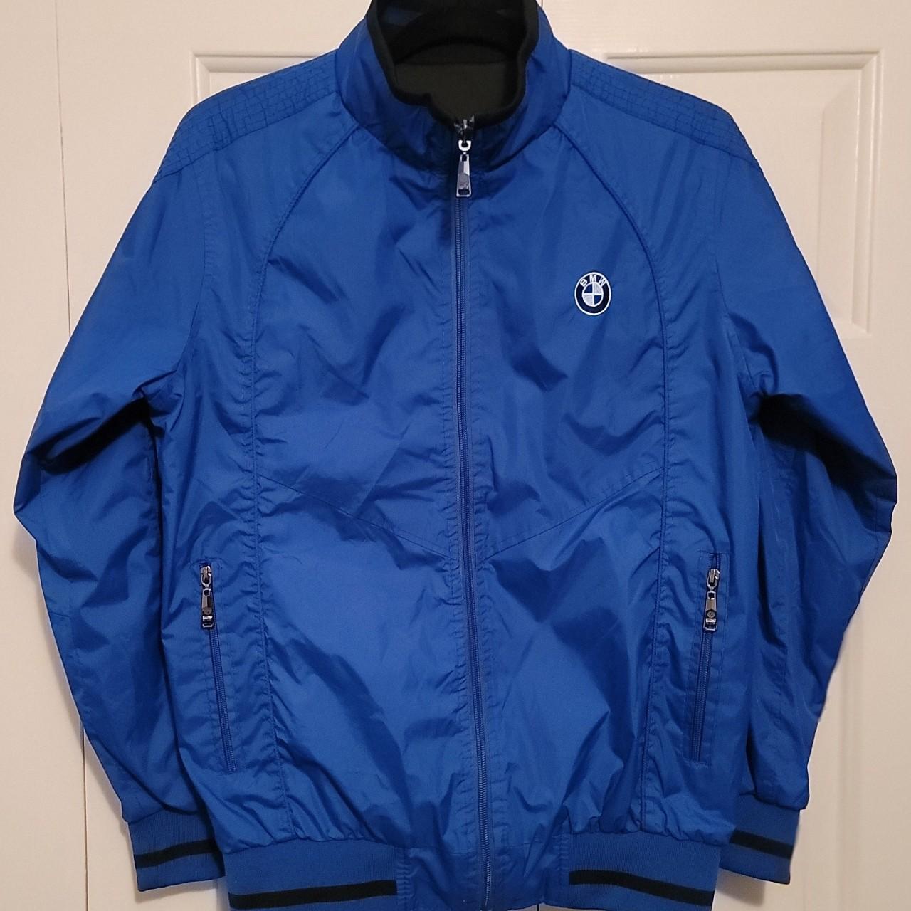 BMW Big Logo Reversible Driving Jacket Blue/Black... - Depop