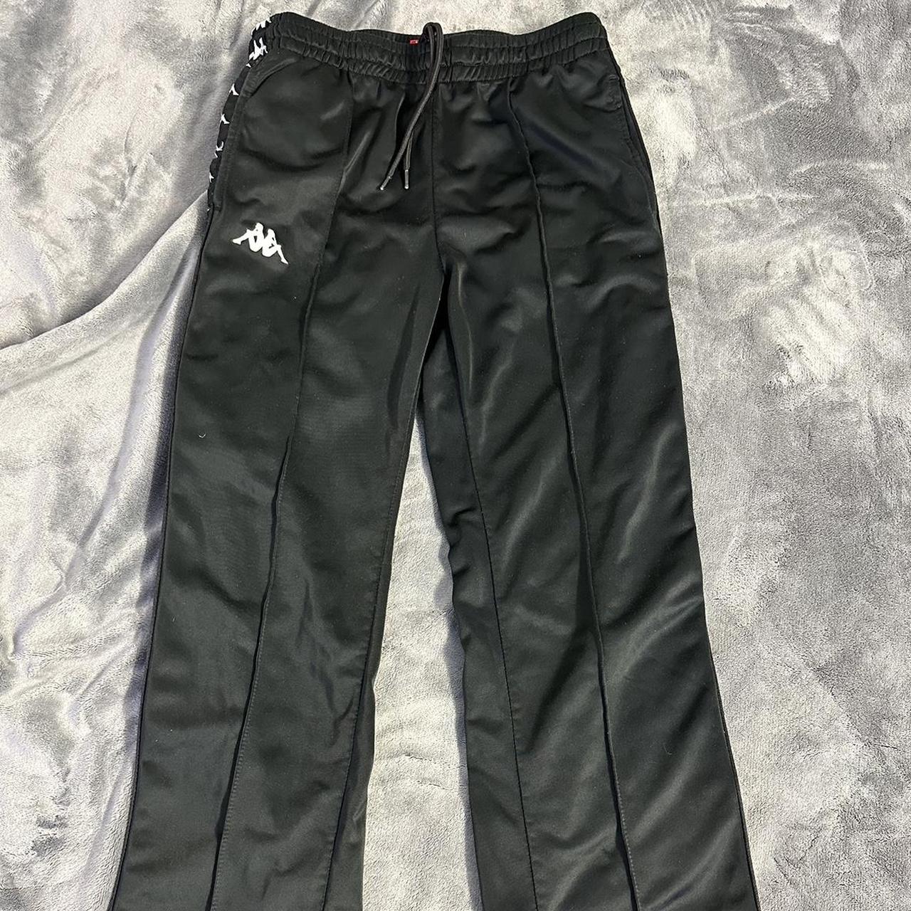 Small black Kappa track pants, Excellent condition.... - Depop