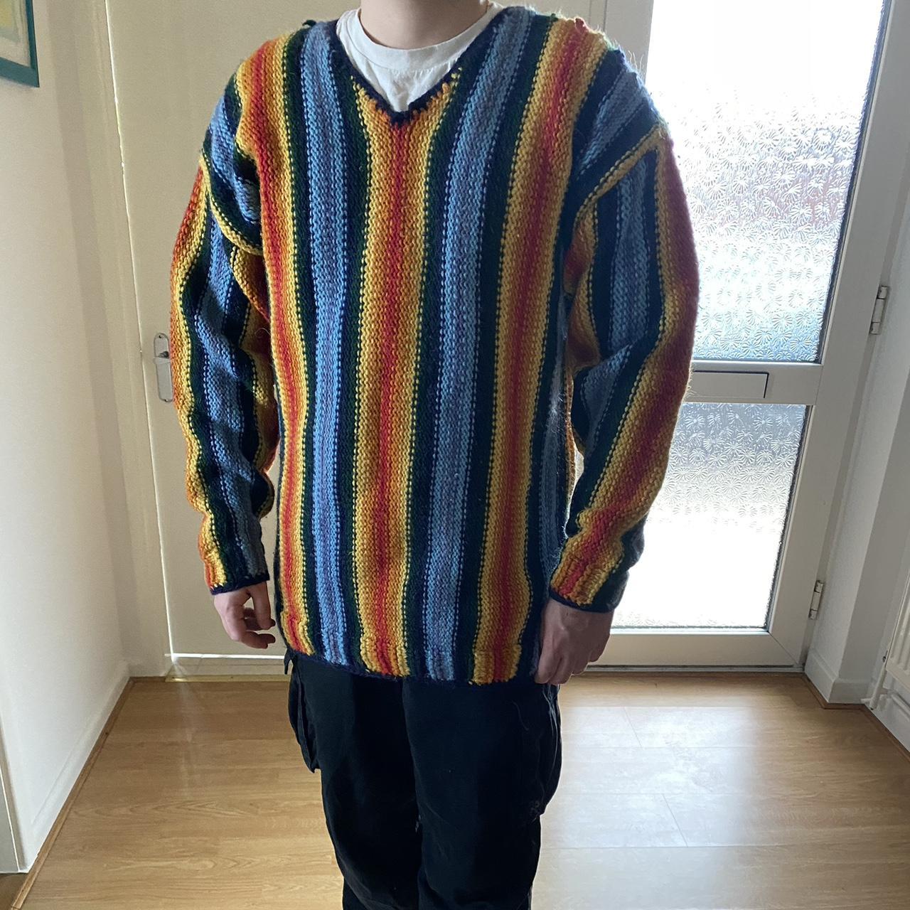 Pachamama multi coloured oversized jumper! No size... - Depop